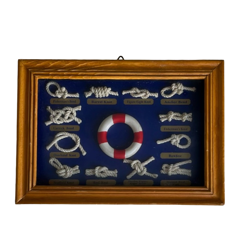 MINI WOOD FRAMED NAUTICAL KNOTS SHADOW BOX ~ NAVY SAILORS