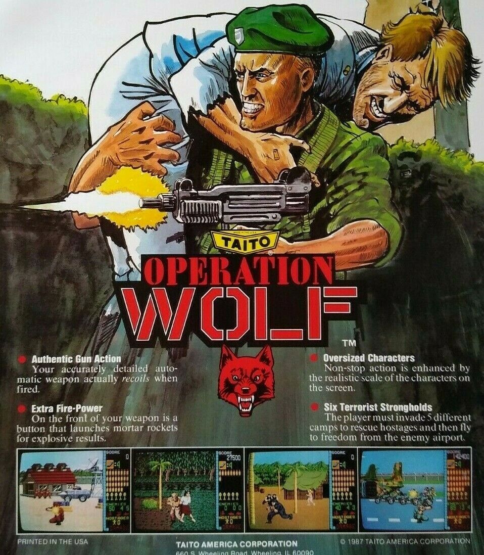 Operation Wolf Arcade Flyer Original Video Game Vintage Retro Art 1987 Combat