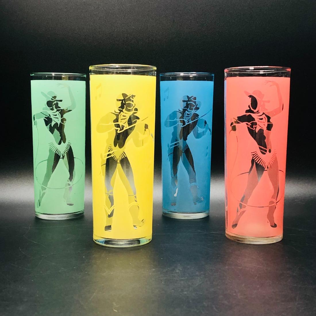 Cowboy Cowgirl Silhouette Tom Collins Cocktail Highball Set of 4 ...