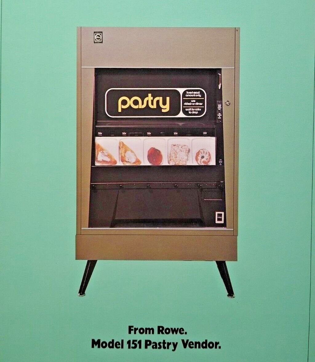 Rowe Pastry Food Vending Machine Flyer Model 151 Vintage Promo Art 8.5 ...