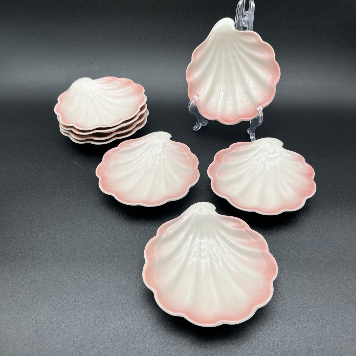 Vintage Bisque Porcelain Sea Shell Dish Set of 8 Made in Czechoslovakia ...