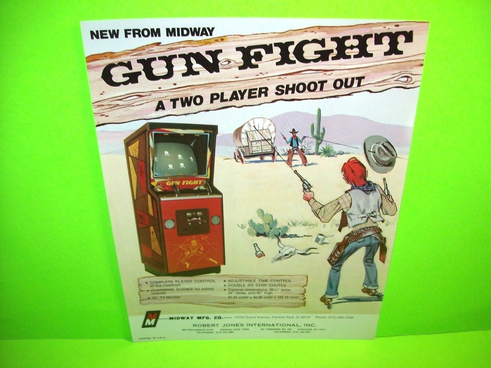 GUN FIGHT Original Video Arcade Game Flyer Vintage Retro Artwork Promo