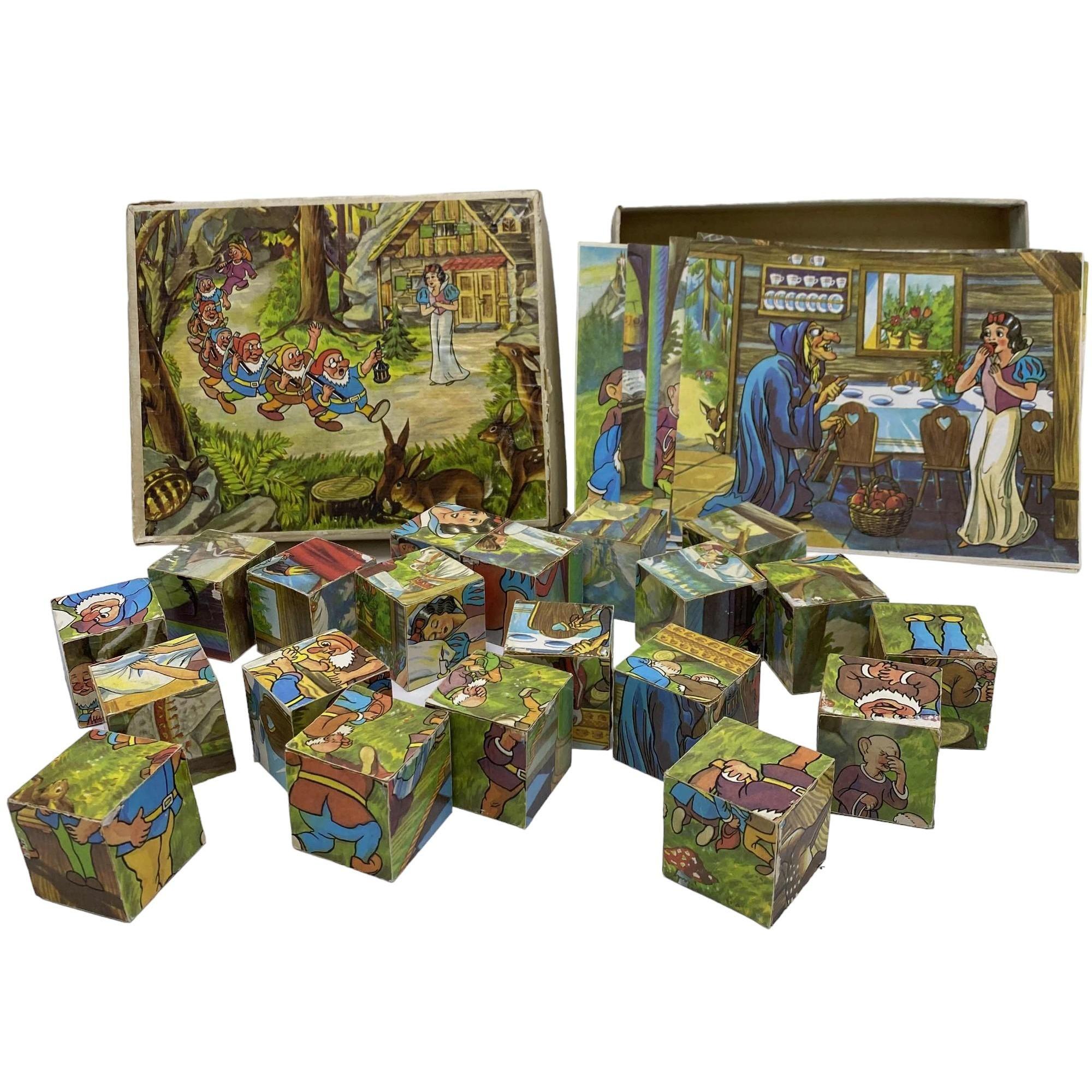 Disney Snow White Vintage Cube Block Puzzle Made In Czechoslovakia Prty ...