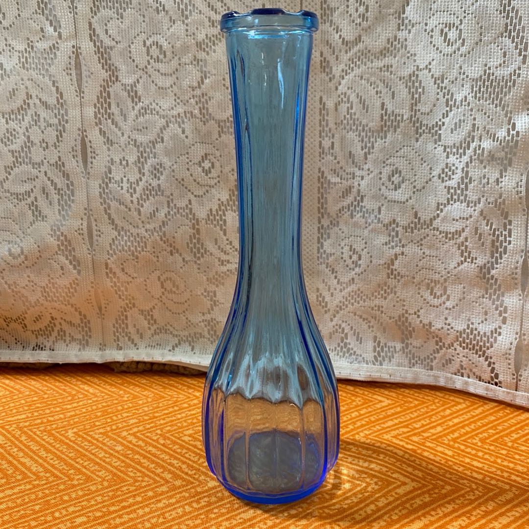 Vintage CLG Cleveland Glass Company Blue Bud Vase