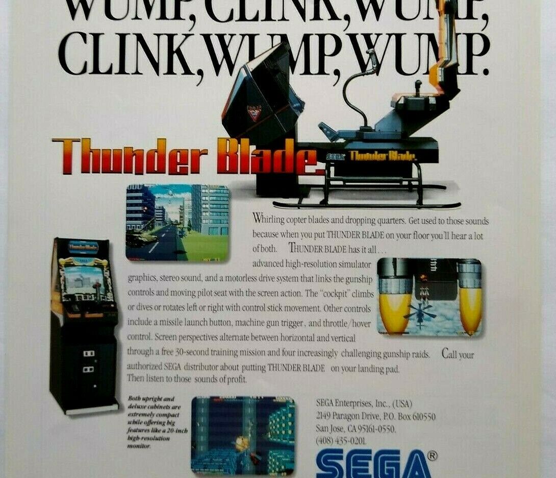 Thunder Blade Arcade Flyer Original 1988 Video Game Helicopter 8.5" x ...