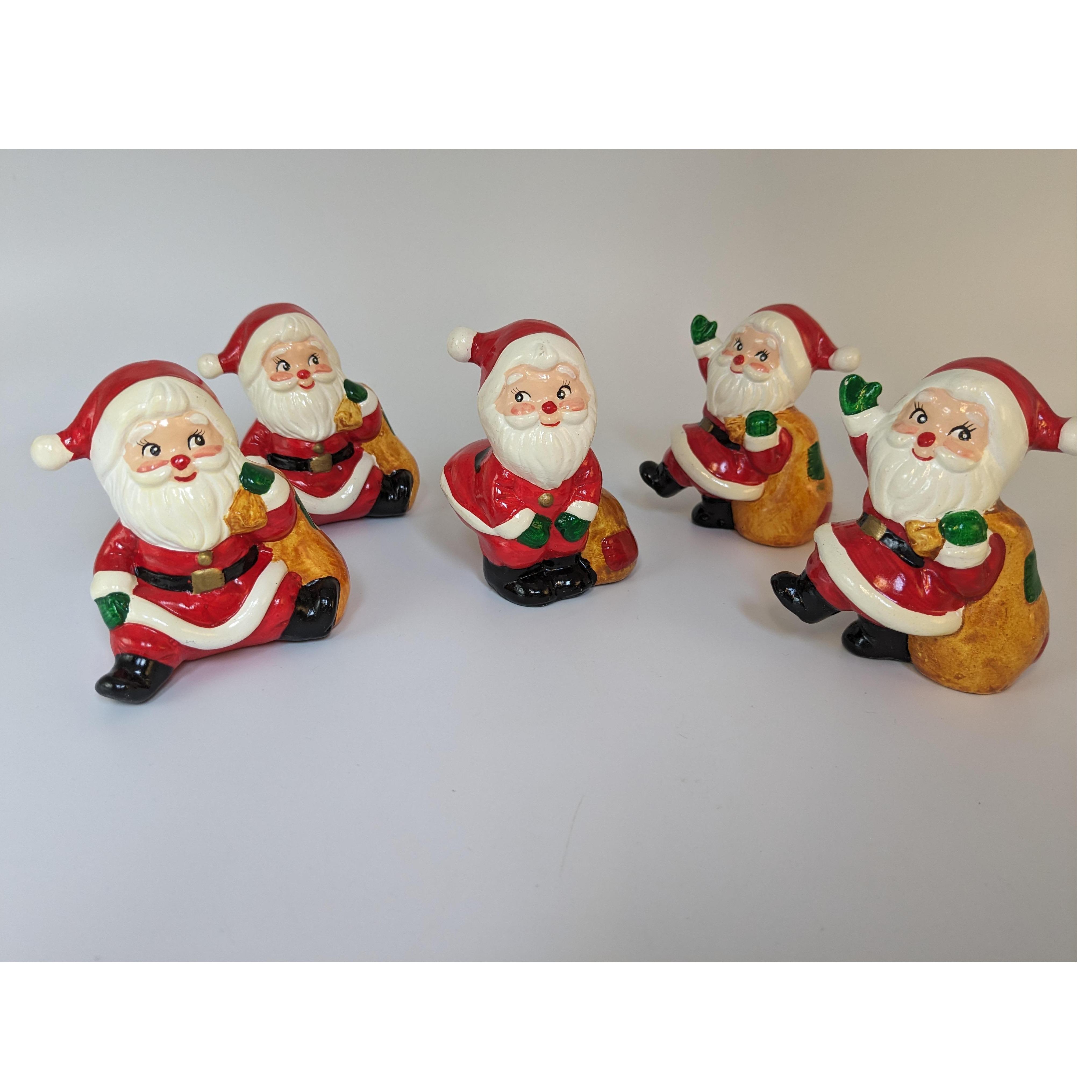 Vintage Set Of (5) Lefton Ceramic Santa Clause Figurines