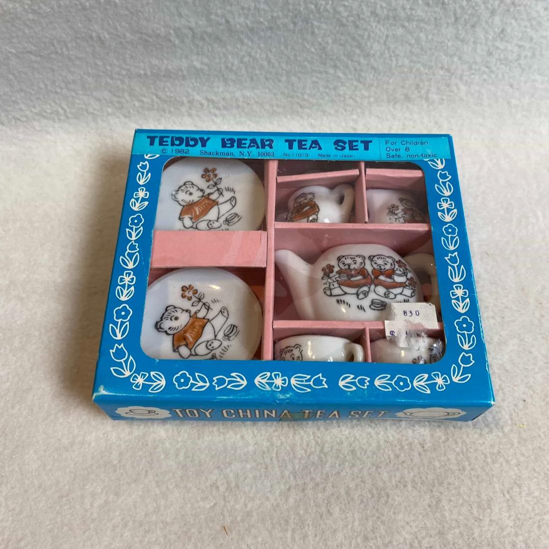 Vintage Shackman Children's Teddy Bear Tea Set - In Original Box (V038)
