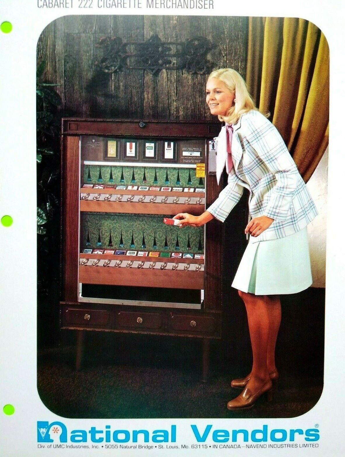 National Vendors Cigarette Merchandiser FLYER Series Cabaret 222 ...