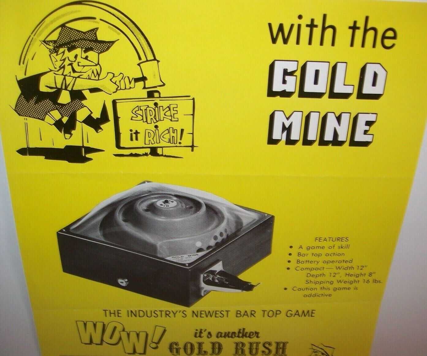 Gold Mine Arcade FLYER Original Coin-Op Trade Stimulator Counter Game ...