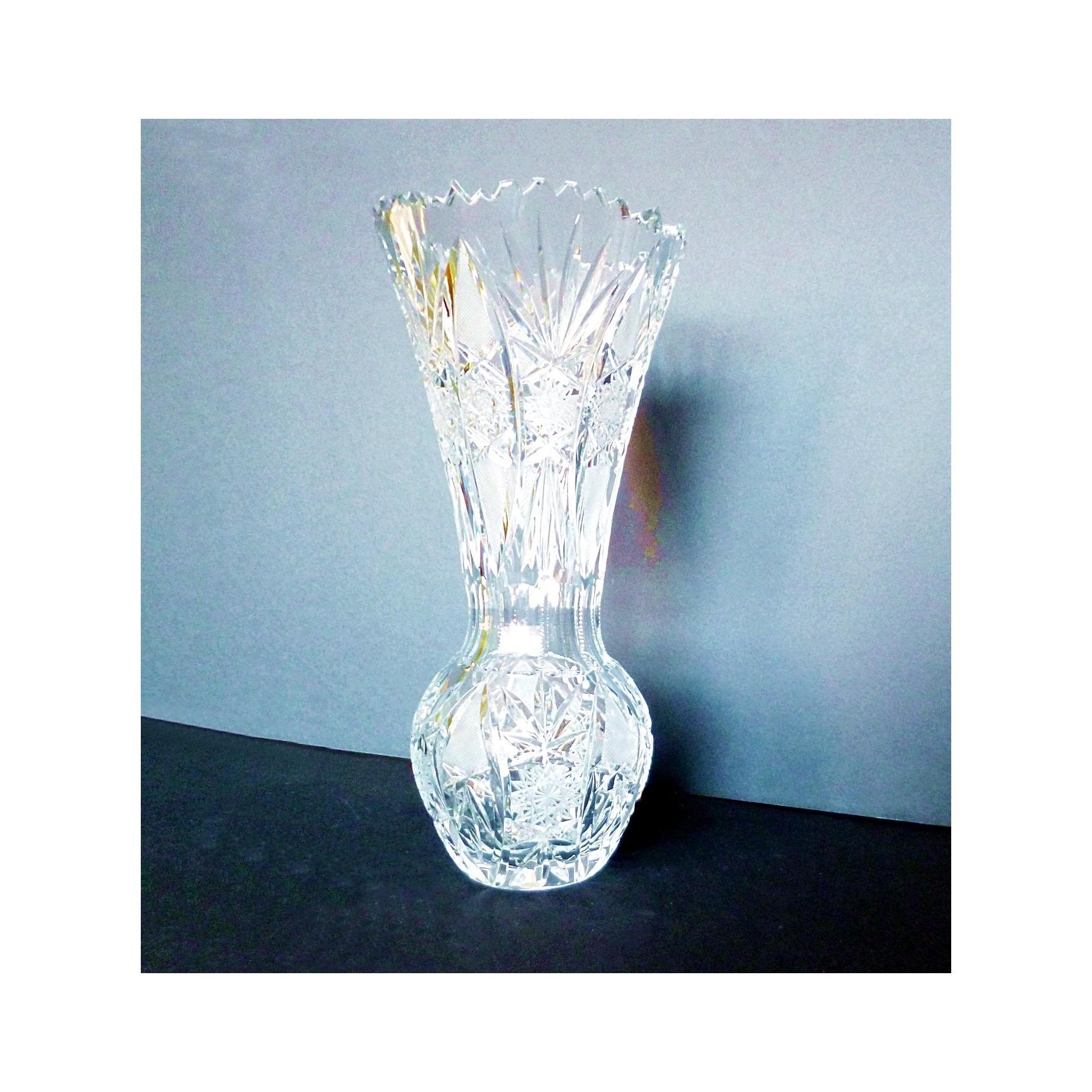 1920s Lead Crystal Floor Vase, 13 Inches Tall