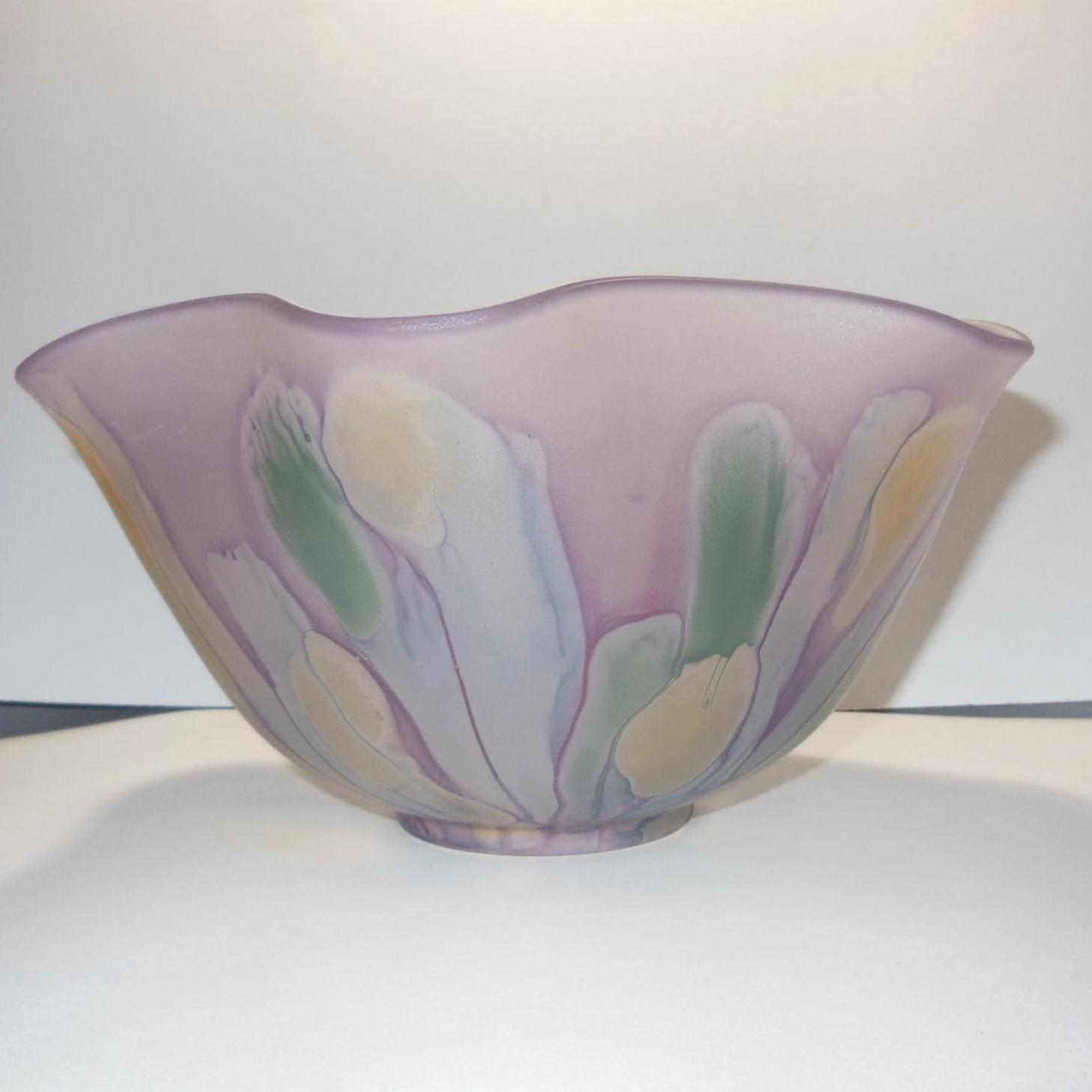 Vintage RUEVEN GLASS Salad / Fruit / Centerpiece Bowl by Nouveau Art ...