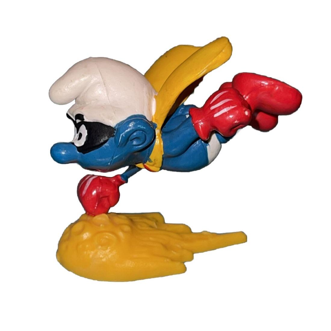 The Smurfs Superman Smurf Flying Superhero Caped Hero Rare Figure ...