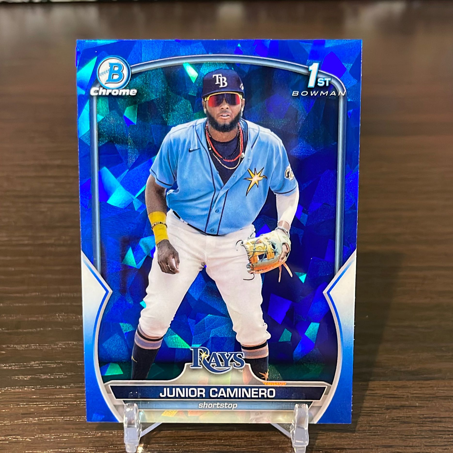 2023 Junior Caminero Sapphire Bowman Chrome 1st Tampa Bay Rays