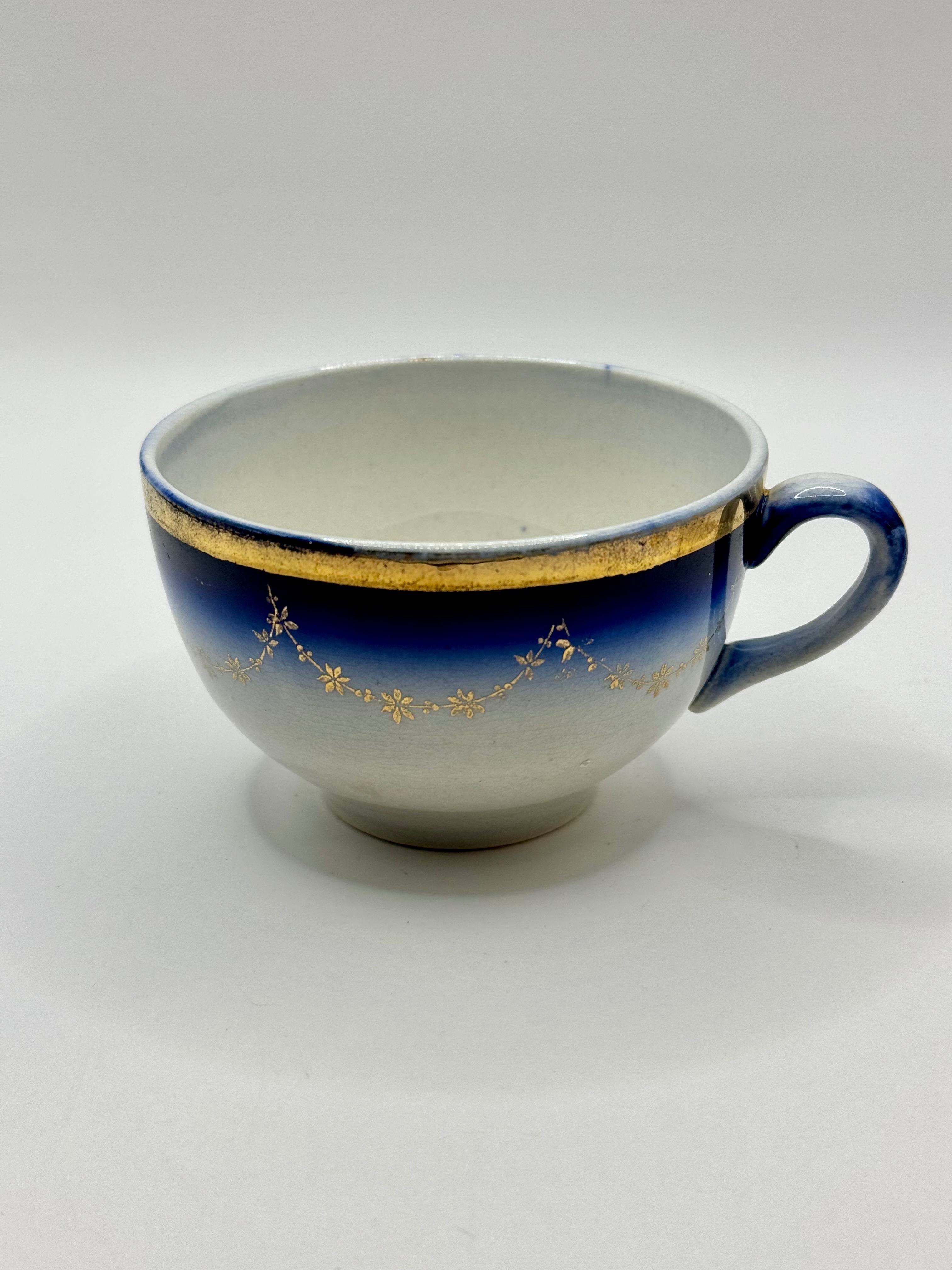 Vintage 1910’s Starry Night Tea Cup, Blue and Gold Trim, Ceramic ...