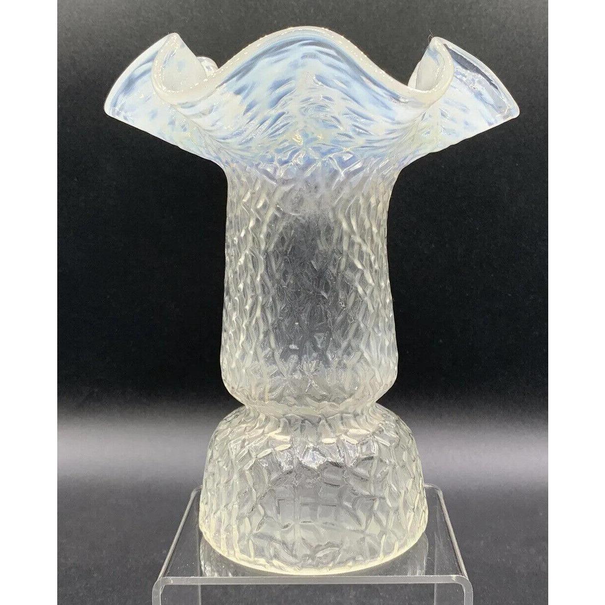 Dugan Glass Vase, Tree of Life Pattern. 7 Inch Tall. Antique