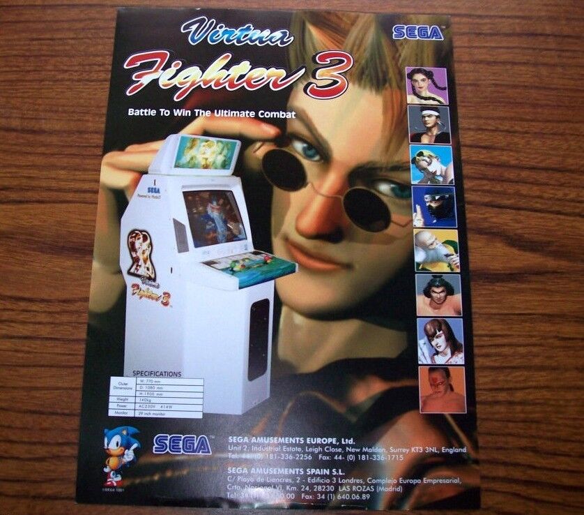 VIRTUA FIGHTER 3 1991 ORIGINAL VIDEO ARCADE GAME PROMO FLYER Retro Vintage