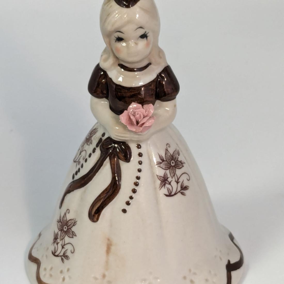 Vintage Brinn Company Porcelain Bell Flower Girl Figurine
