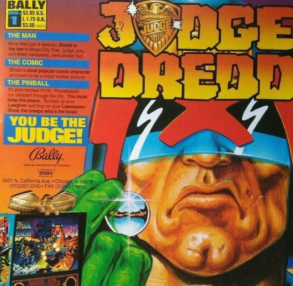 Judge Dredd Pinball FLYER Comic Book Edition Original 1993 Multi Page ...