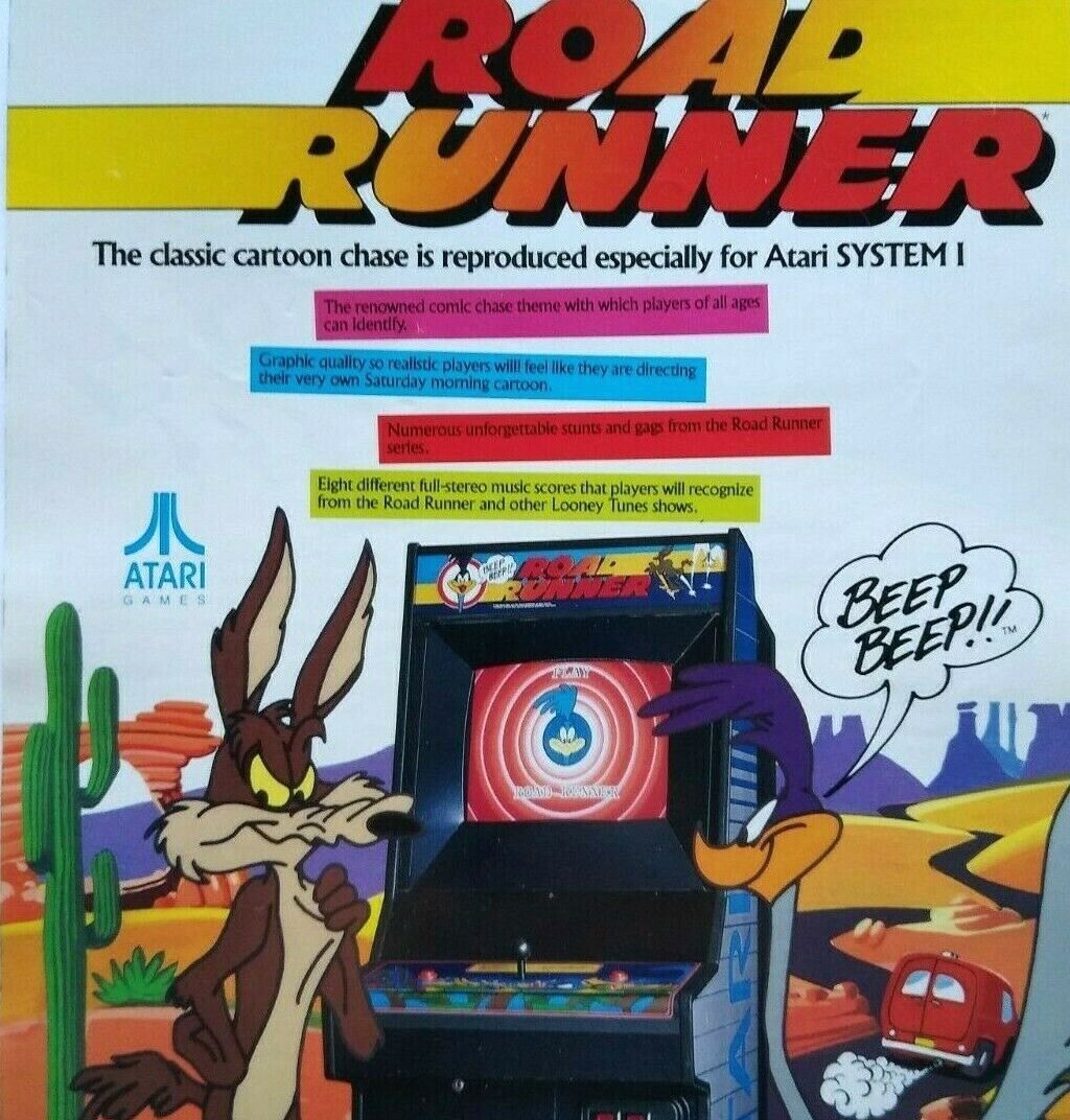Road Runner Arcade Flyer Art Print Original 1986 Video Game Cartoon ...