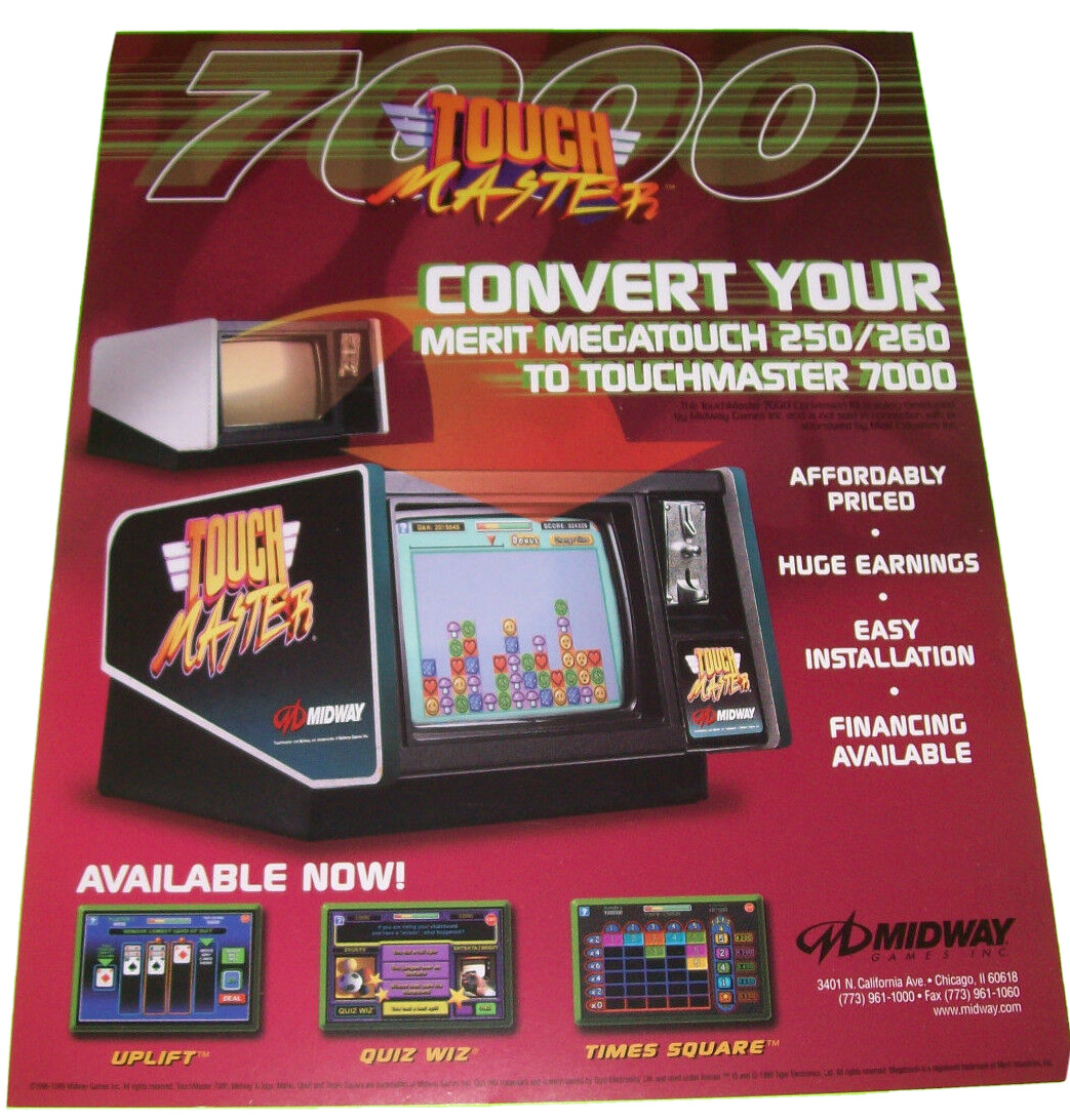 Touch Master 7000 Arcade Flyer Original Vintage UNUSED Promo Art ...