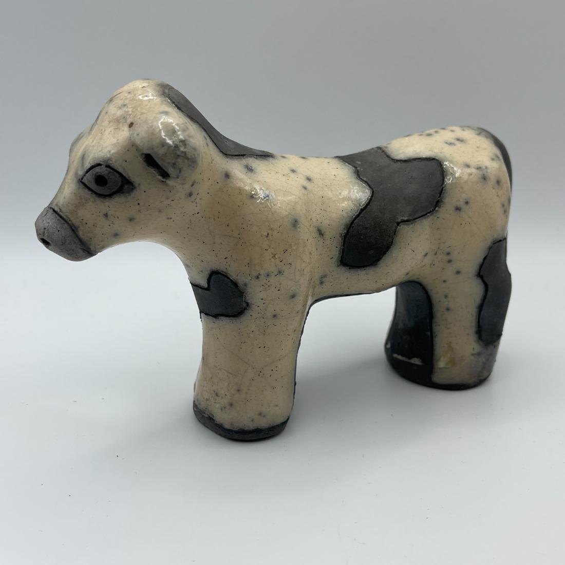 Fenix Raku Pottery Signed JP Figurine Cow