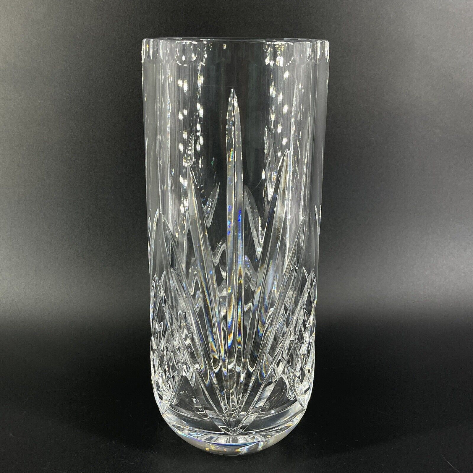 HEAVY DEEP CUT CRYSTAL 9.5” VASE PINEAPPLE & FAN AS IS