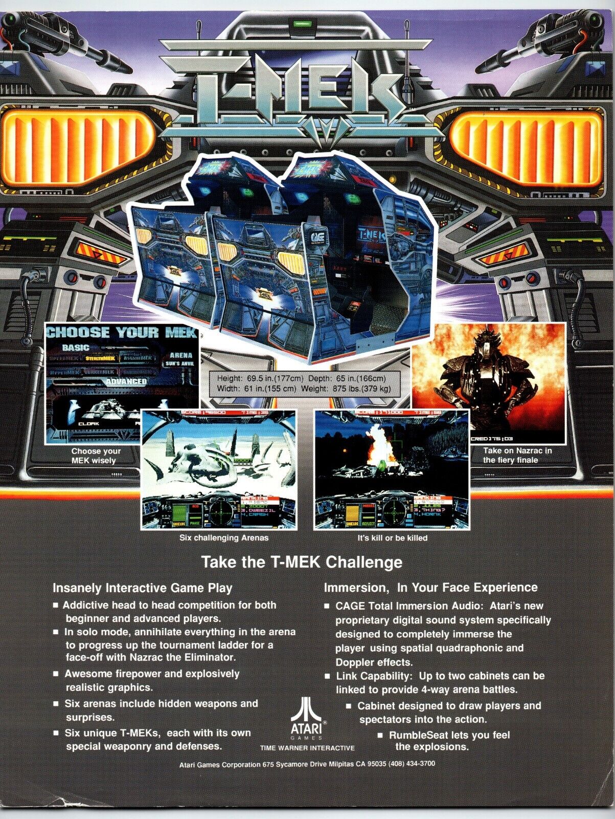 T-Mek Arcade Game FLYER Original 1994 Video Game Art Two Sided Science ...