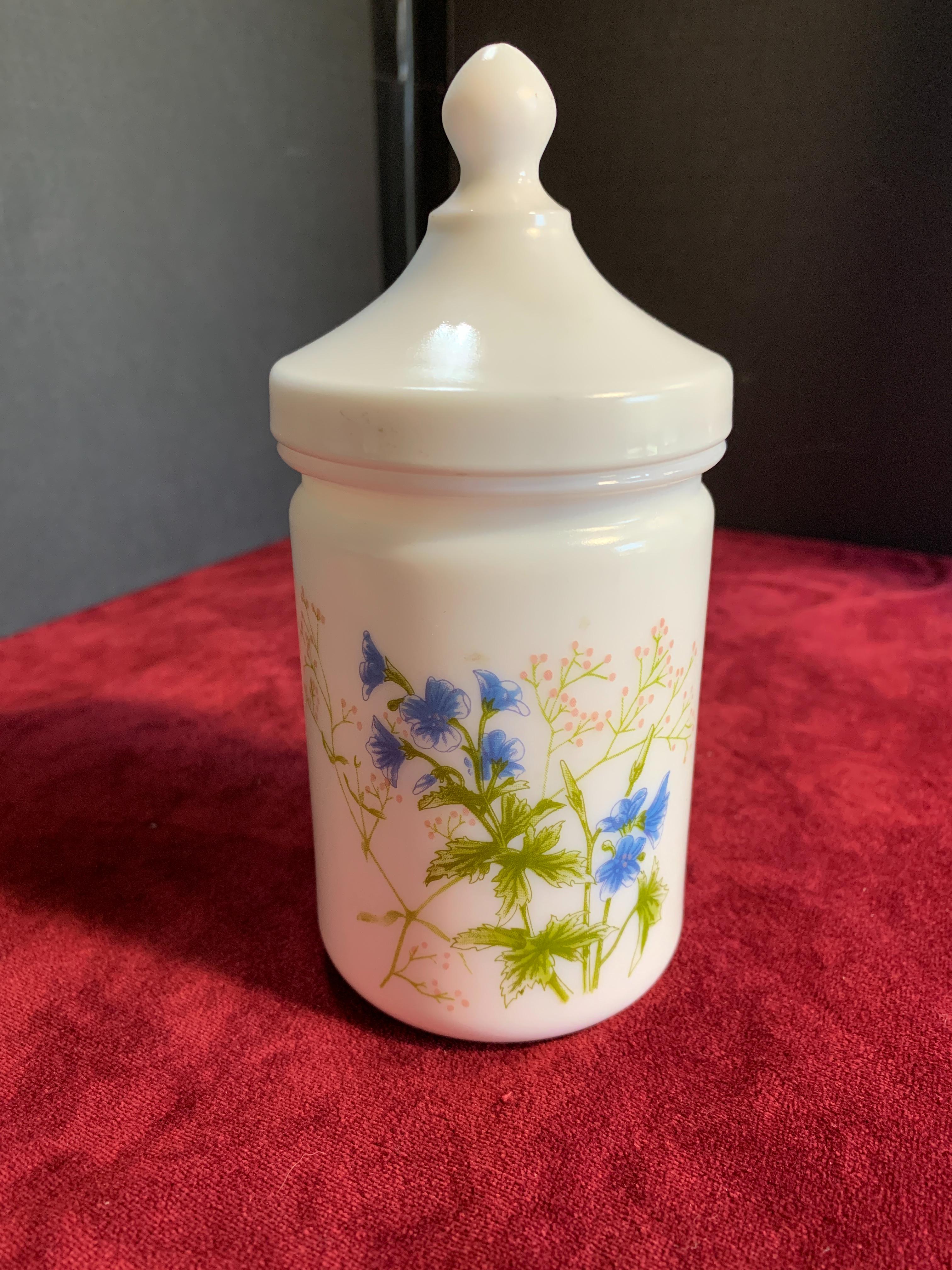 French Milk Glass Lidded Jar