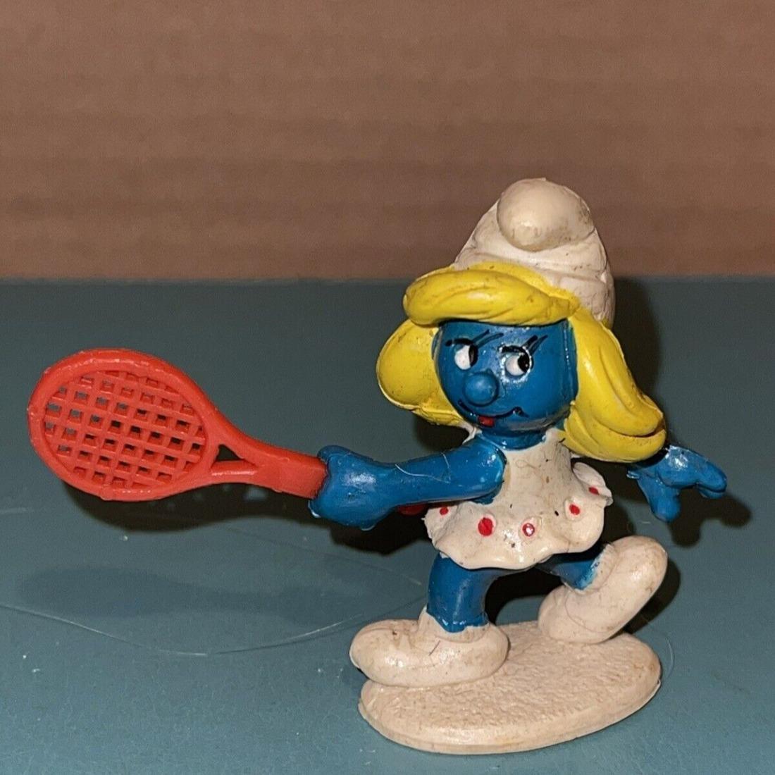 Smurfs - Tennis Smurfette -Vintage Original PVC Display Figurine 1981