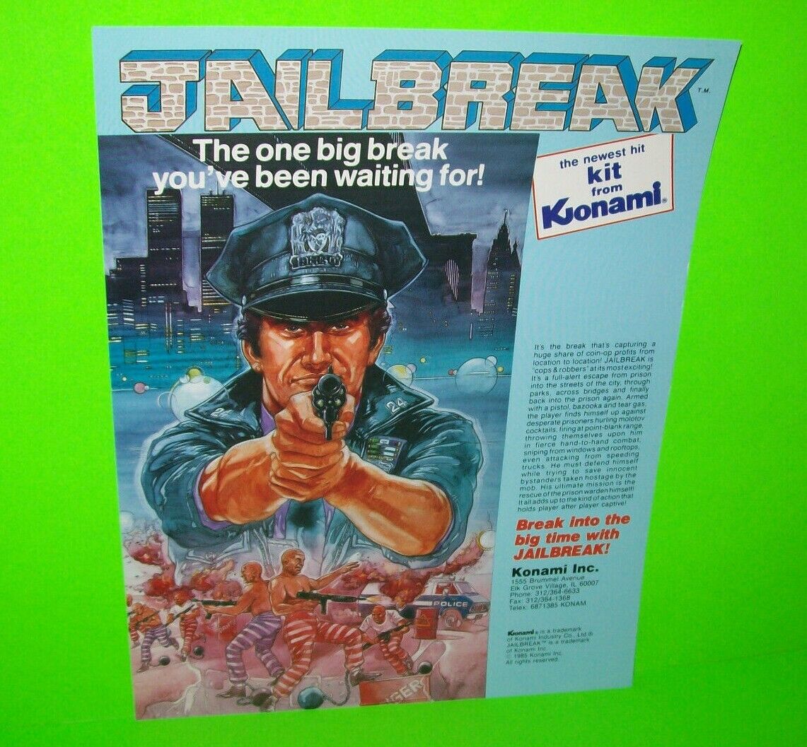 Jailbreak Arcade FLYER Original 1985 Video Game Vintage Retro Promo Art