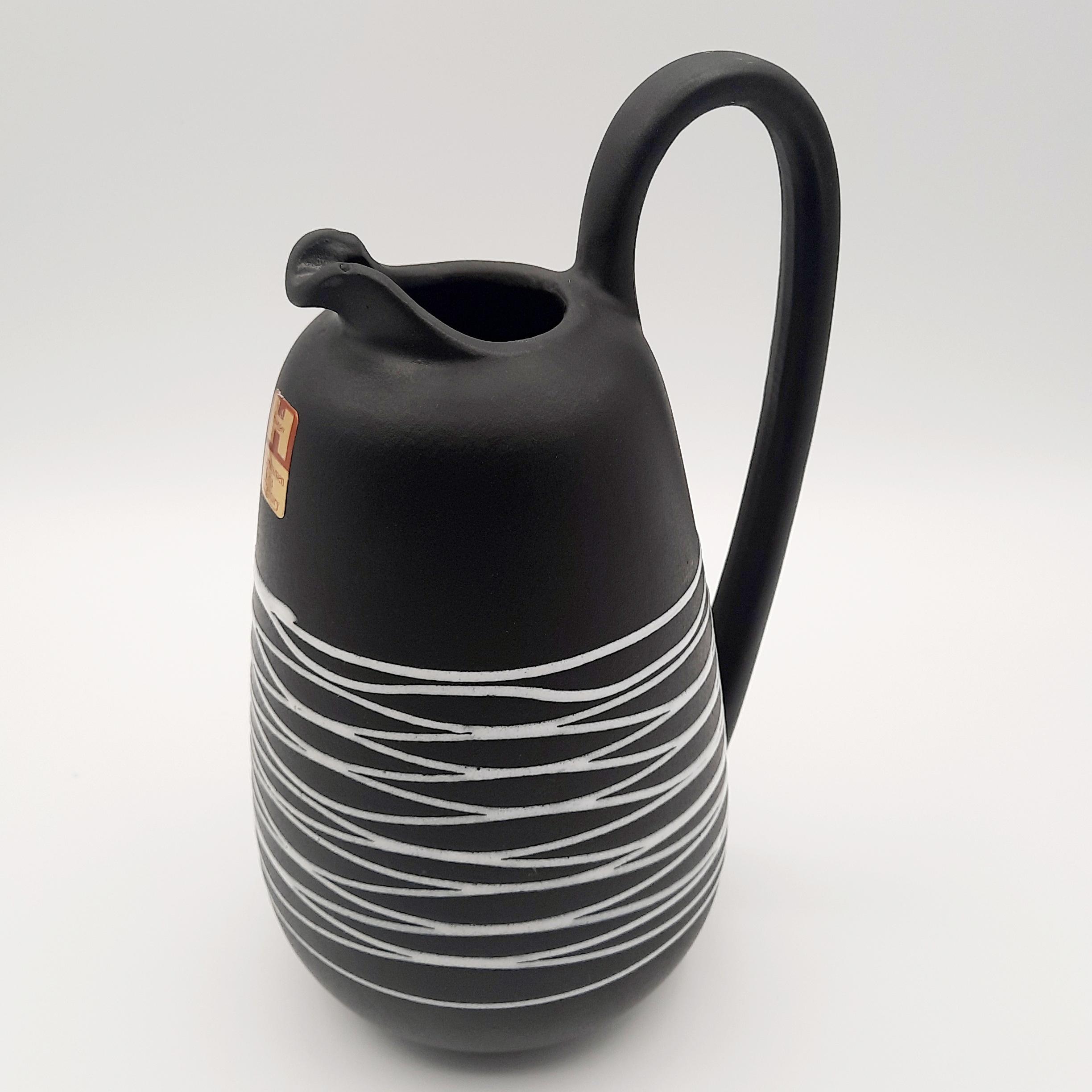 Vintage Haeger Zebra Black White Swirl MCM Pitcher