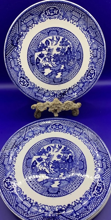 4-SCIO Pottery Company Blue Willow 7" Bread Plate USA China