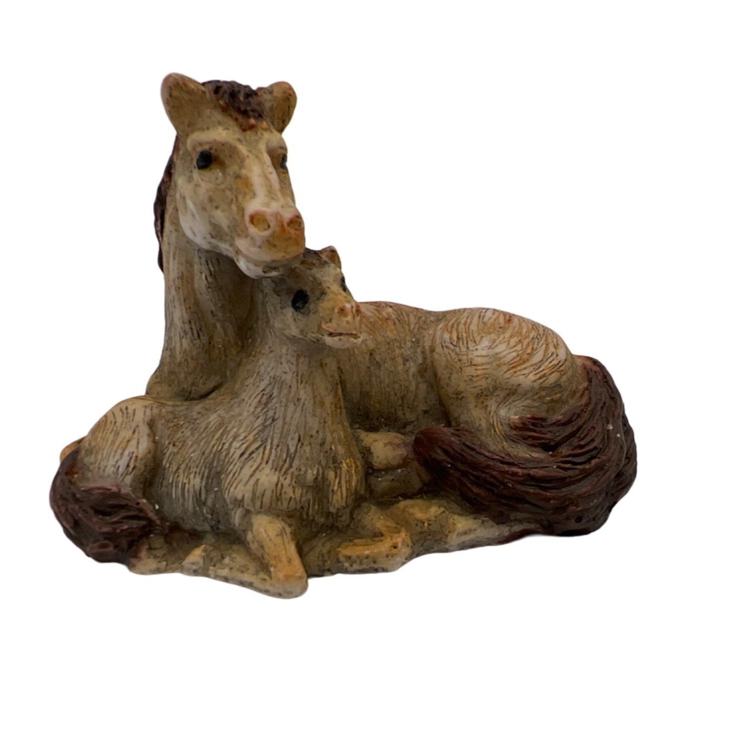 Horse Mother & Baby Figurine Ceramic 3" Equine Foal Collectible