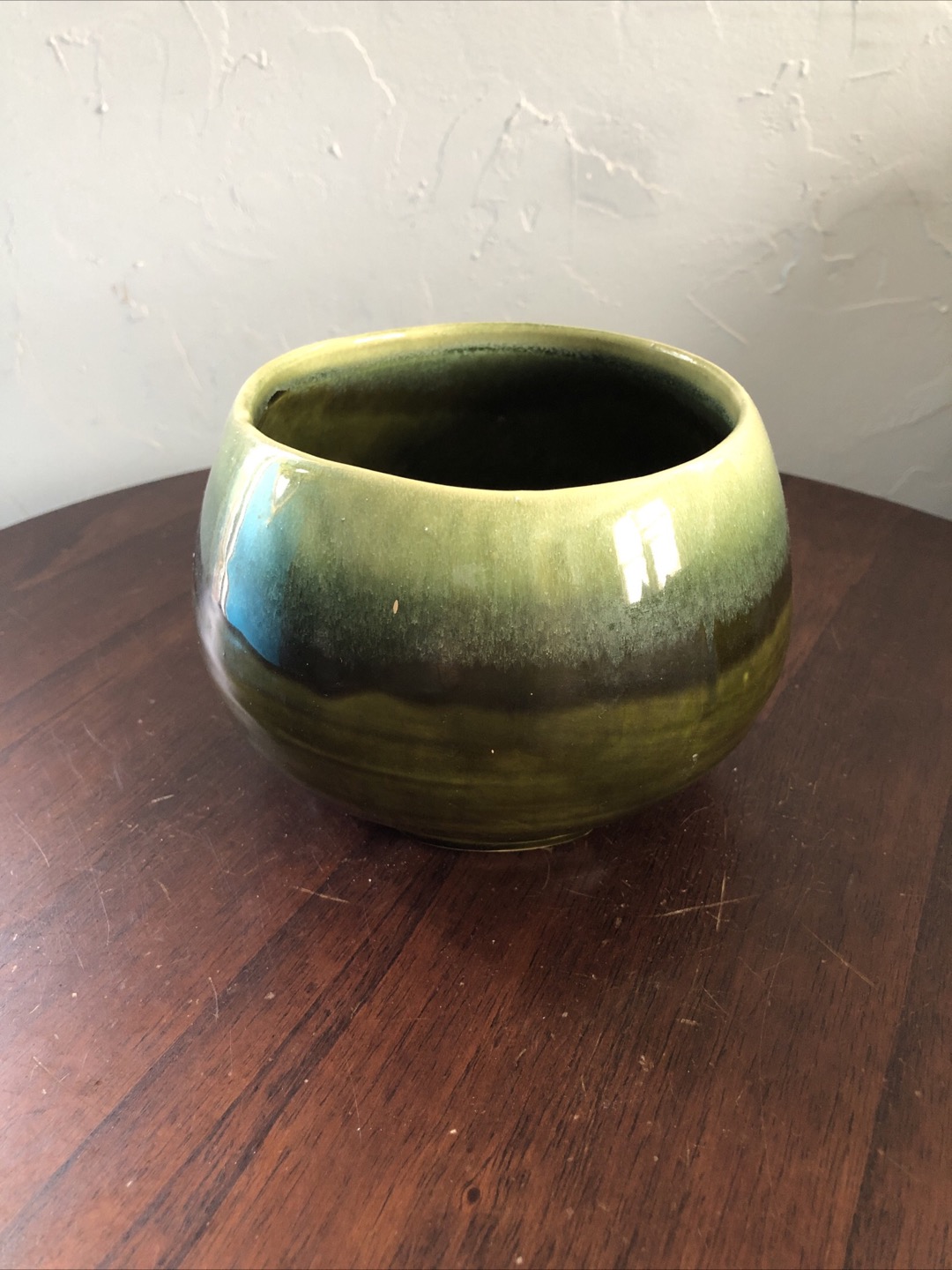 Vintage Green Drip Glaze Pottery Planter Succulent Planter