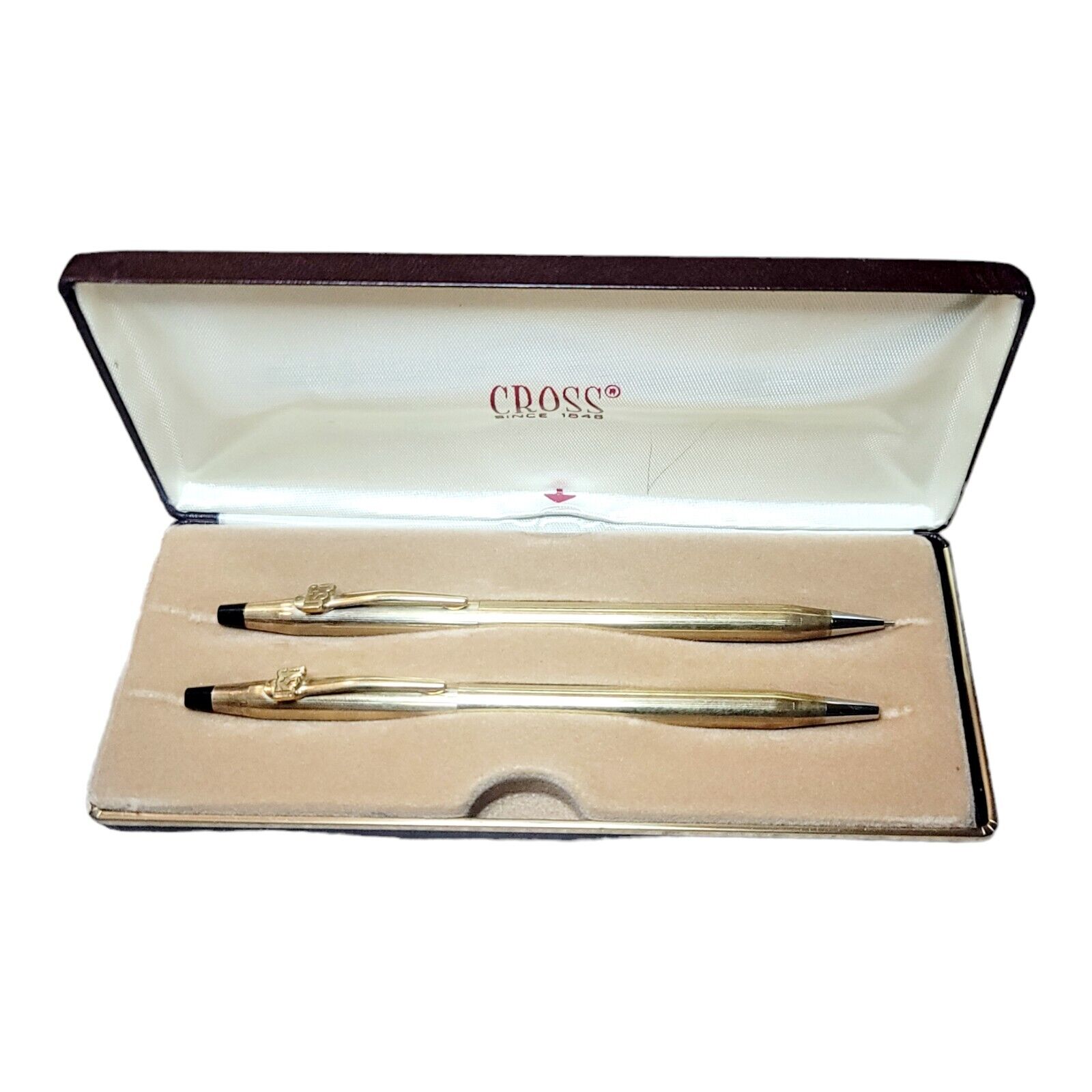 Vintage Cross Pen & Pencil Set 10k Gold Filled with Case & Paper
