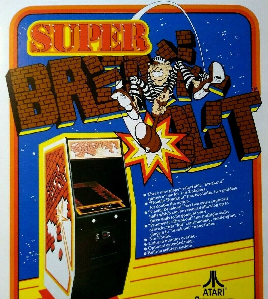 Super Breakout Arcade Flyer Original Game Promo 1978 Vintage Retro Artwork