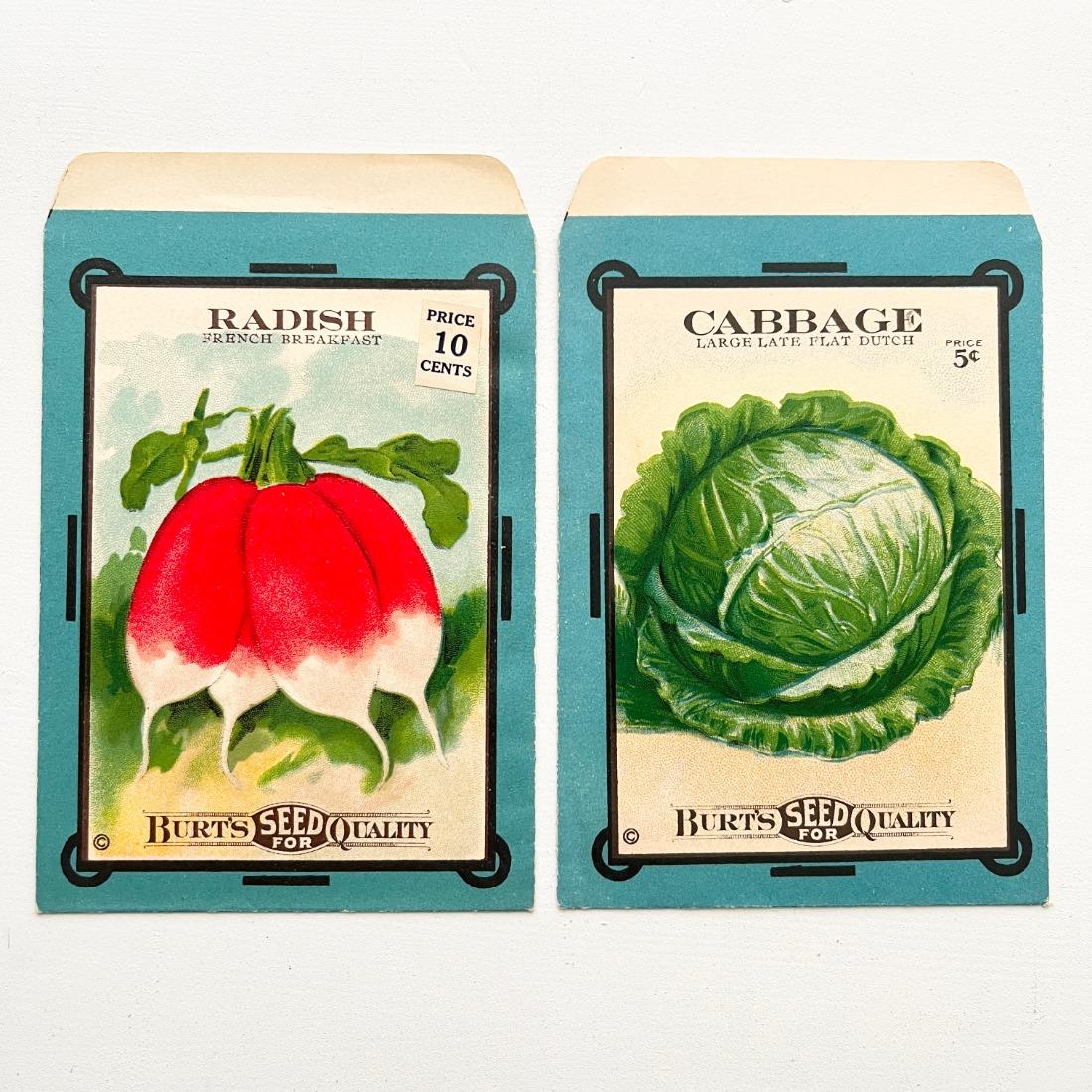 Cottage Farmhouse Kitchen Garden Decor Burt's Seed Packets Antique Vintage