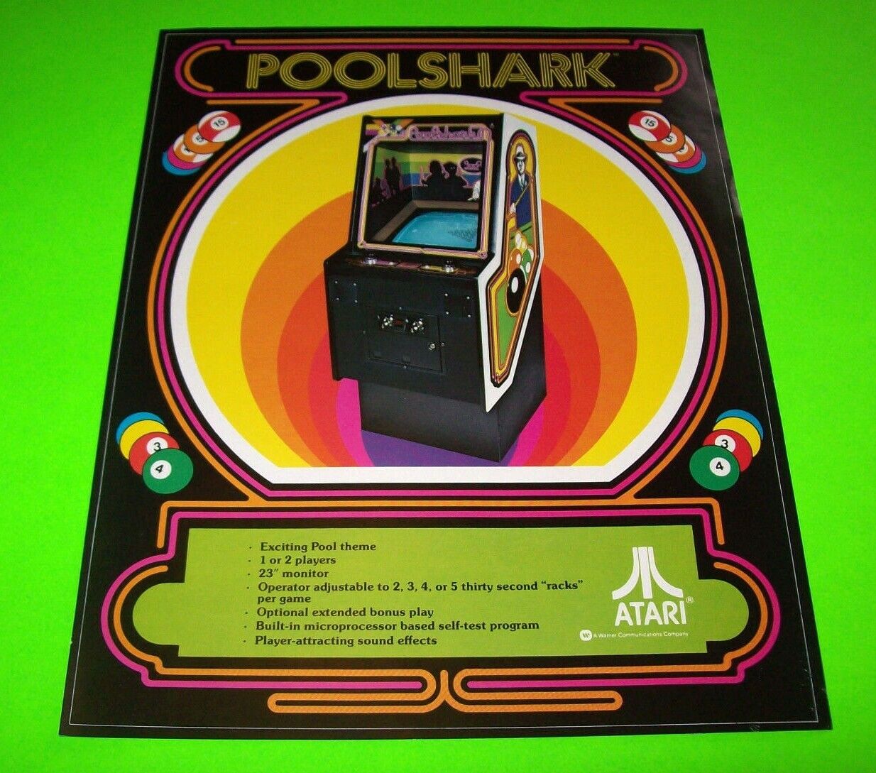 Pool Shark Arcade FLYER Original Video Game 1977 Promo Vintage Retro ...