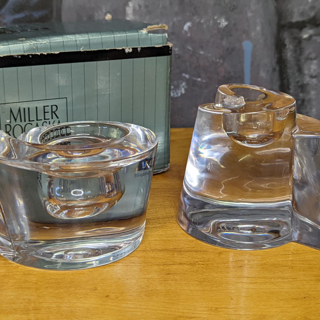 Miller Rogaska Candlesticks Pair 2 Crystal Vortex Votive Candles 3 ...
