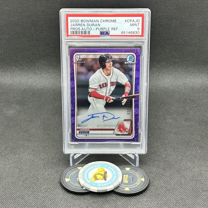 Jarren Duran 2020 Bowman Chrome Purple Autograph /250 - PSA 9 - Boston ...