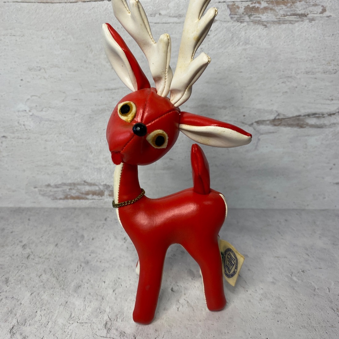 Vintage 1950's Sakai & Co. Japan Pleather Red Christmas Reindeer