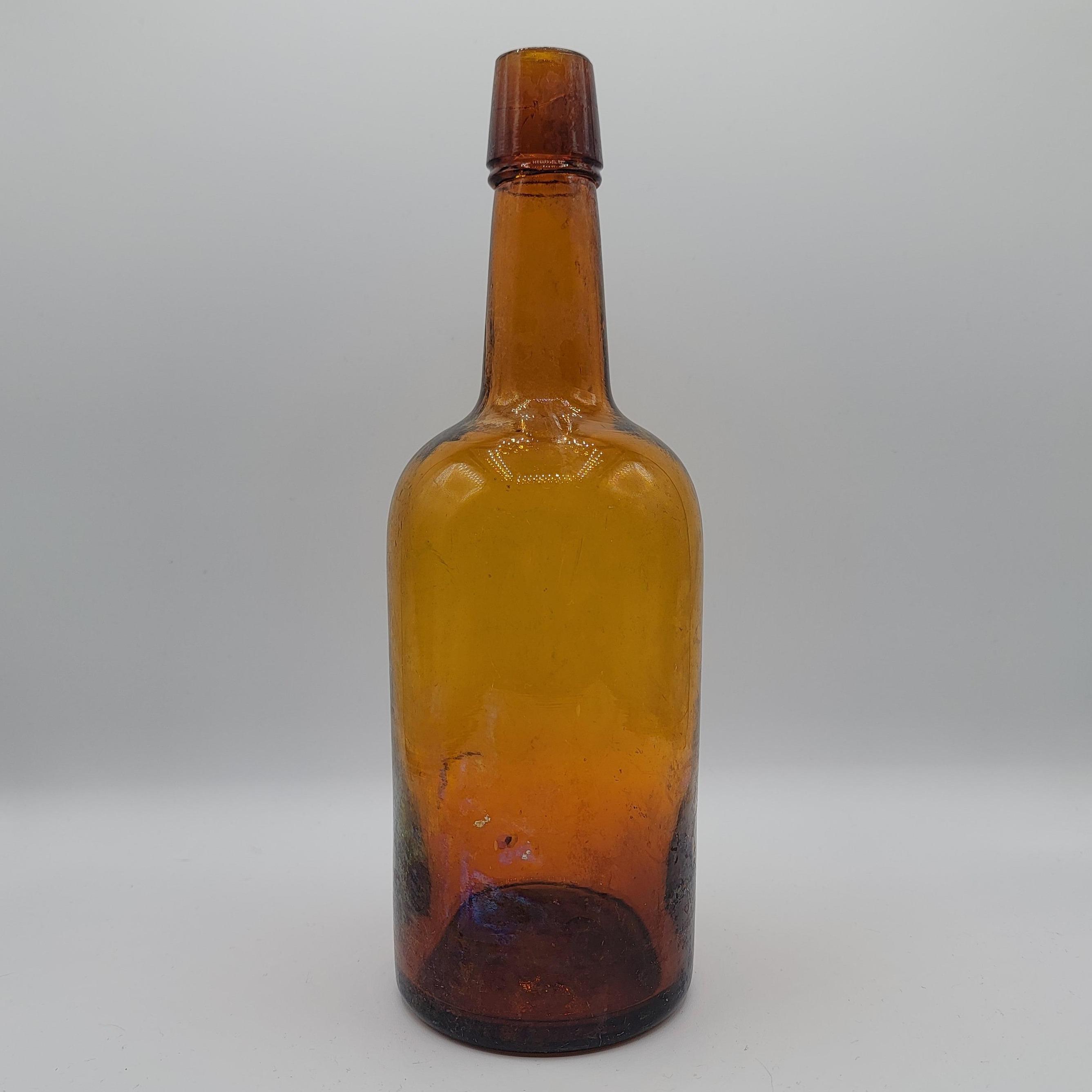 Antique 1880's Whiskey Cylinder Bottle, Old West Style, Honey Amber 11 ...