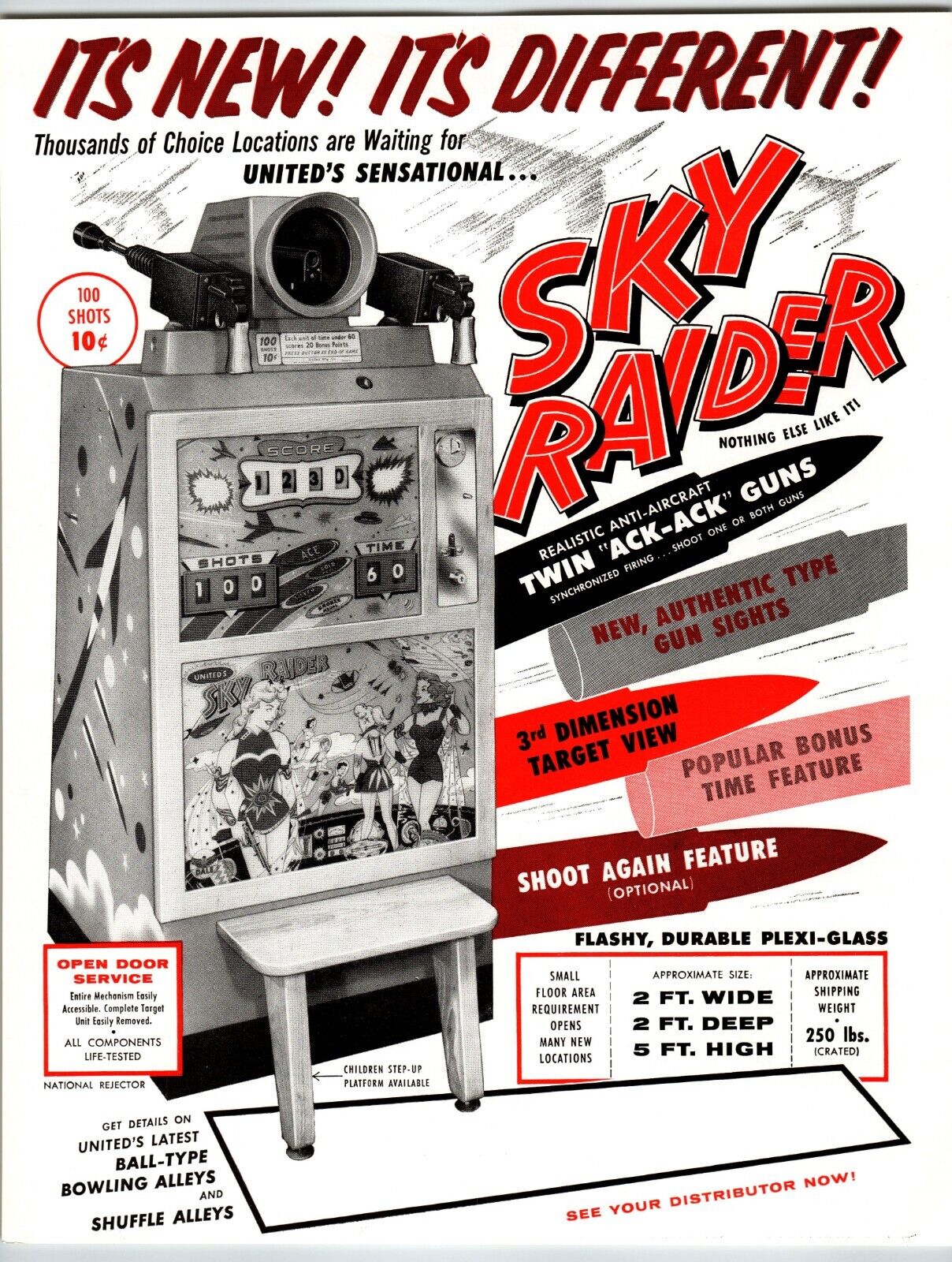 Sky Raider Arcade Game FLYER Original 1958 Retro Future Women Sci-Fi ...