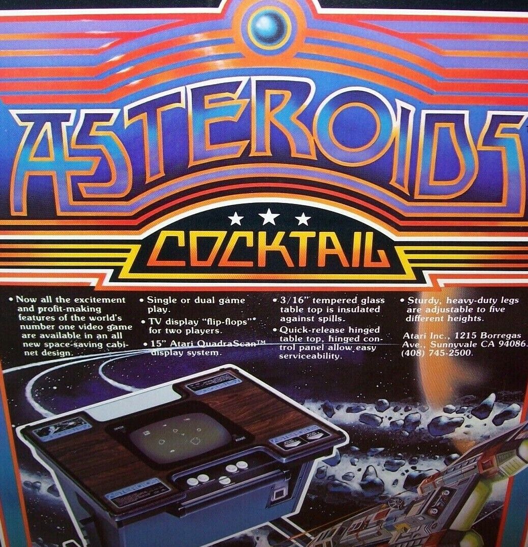 Asteroids Arcade FLYER Sit Down Cocktail Original 1980 Video Game Artwork