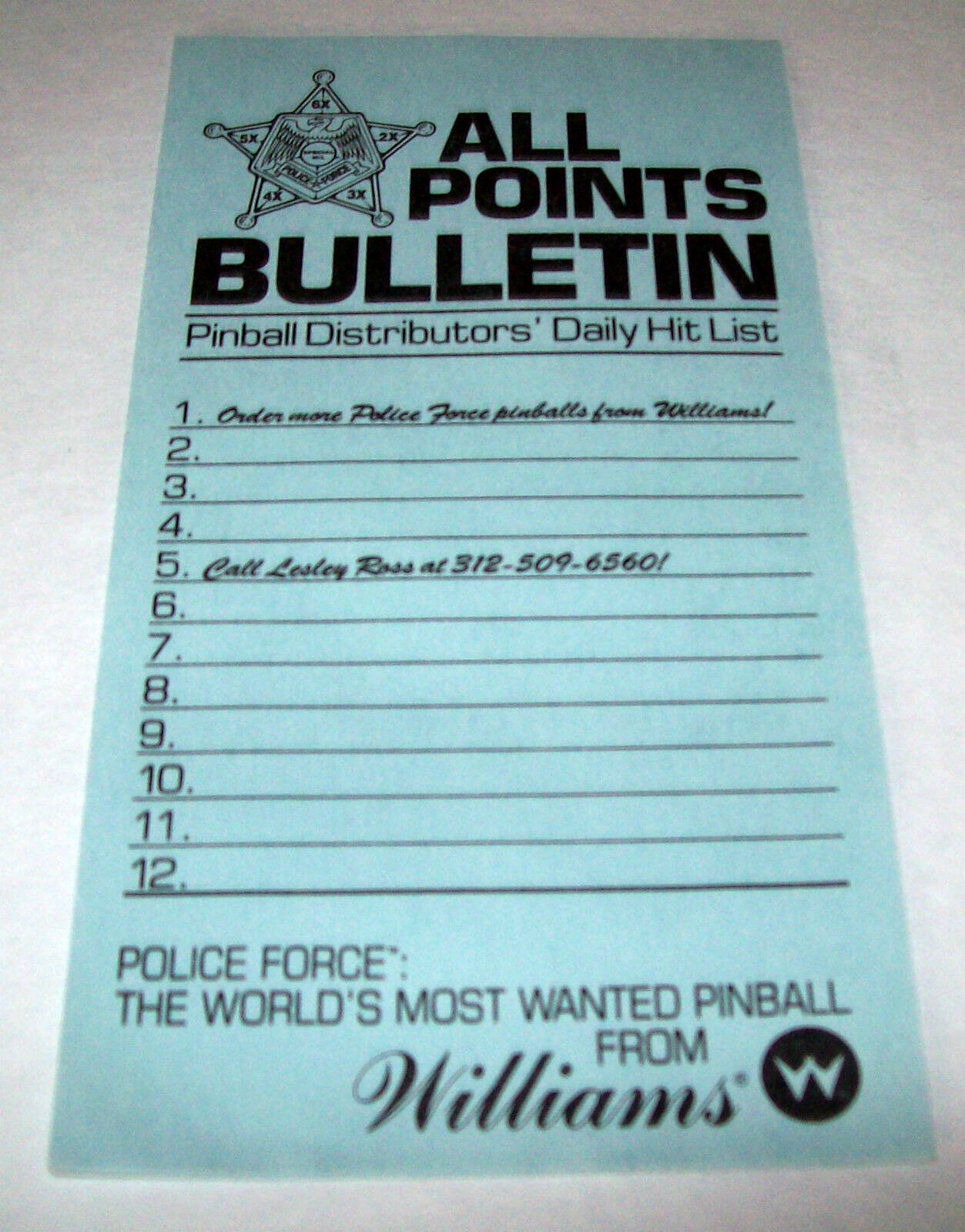 Police Force Pinball Mini Flyer Original All Points Bulletin Promo ...
