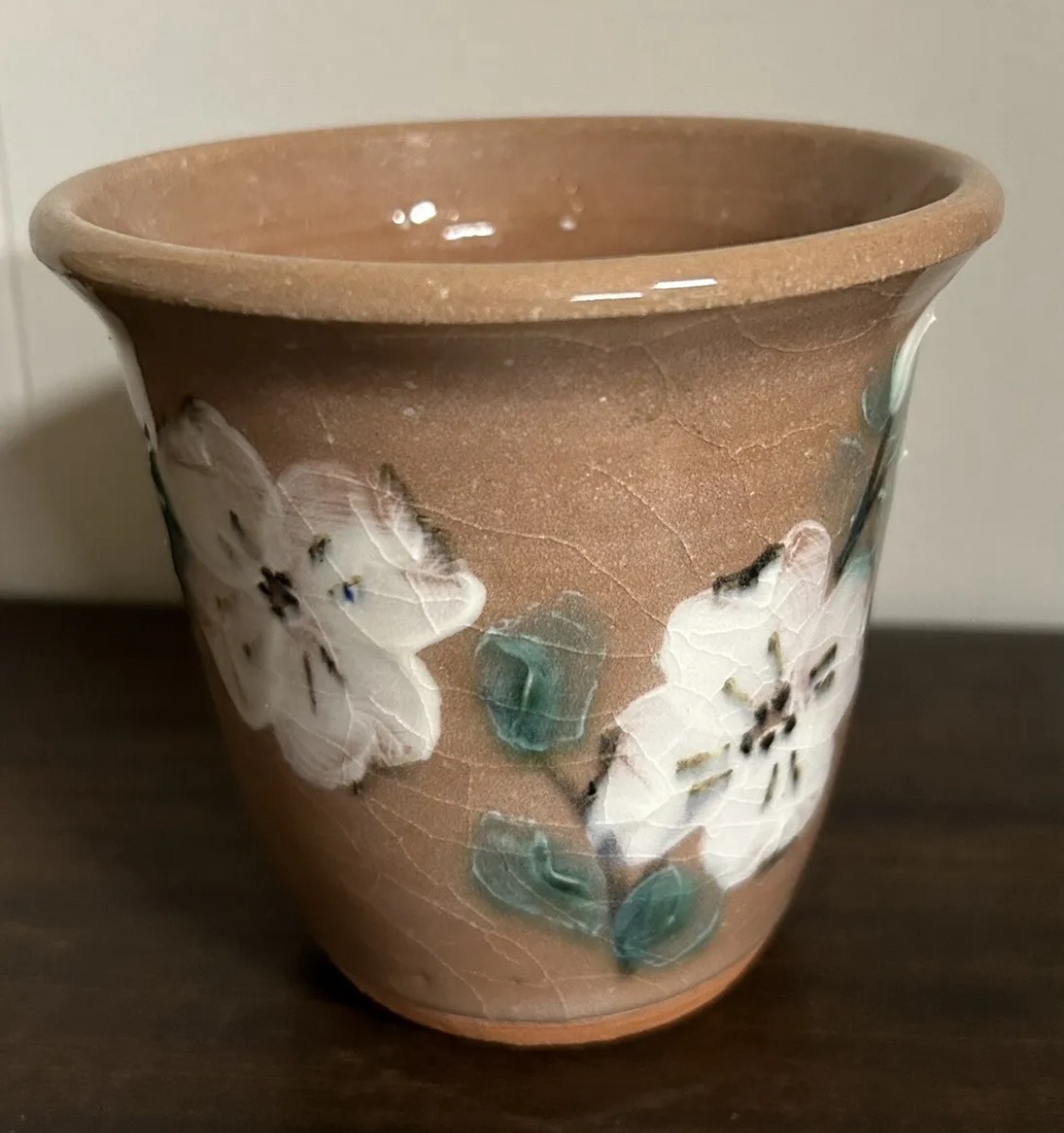Morgan Pottery Base Hand Painted Dogwood Crystalline
