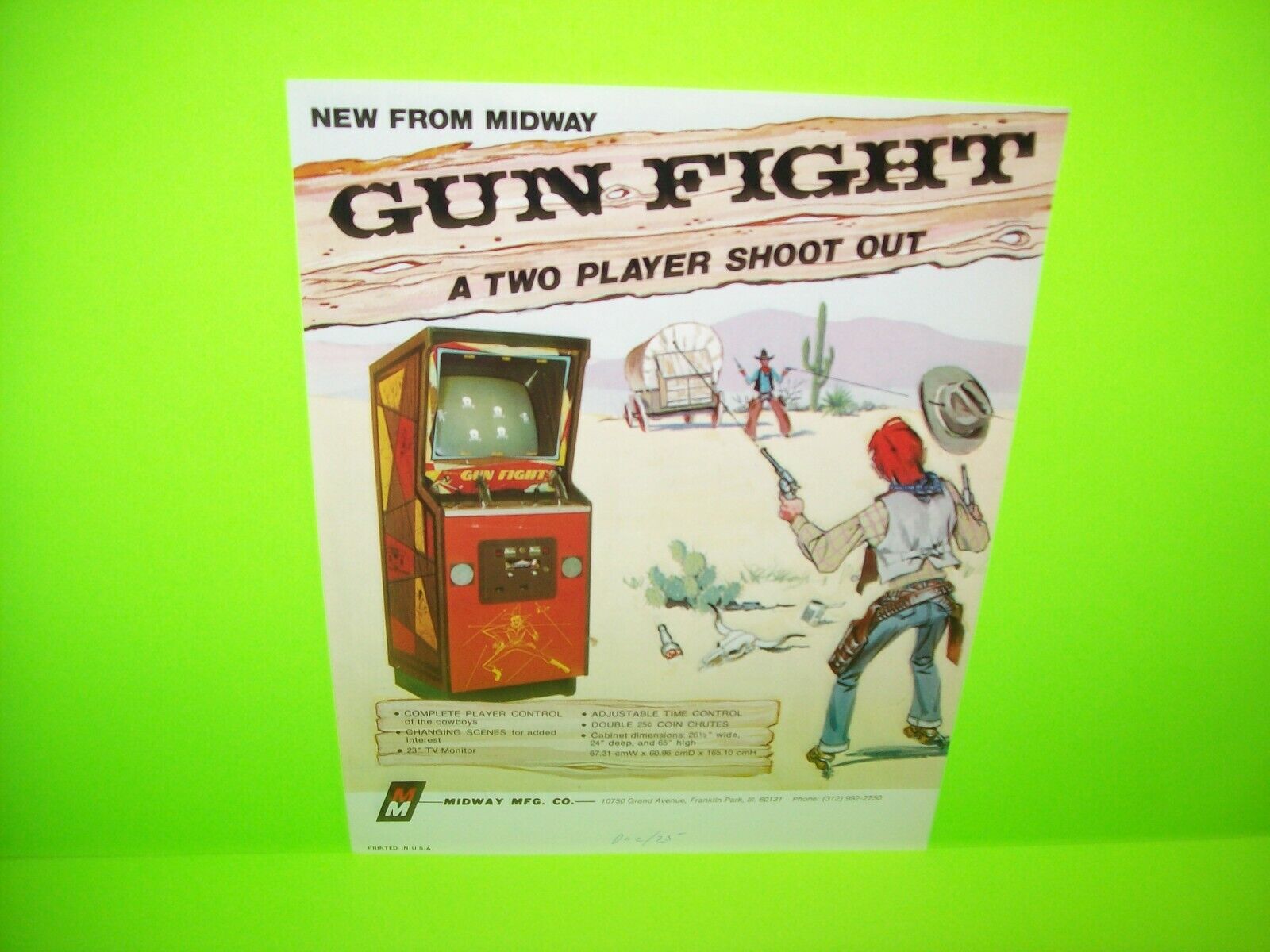 Gunfight Arcade FLYER Original Classic Video Game Art Western Cowboy ...