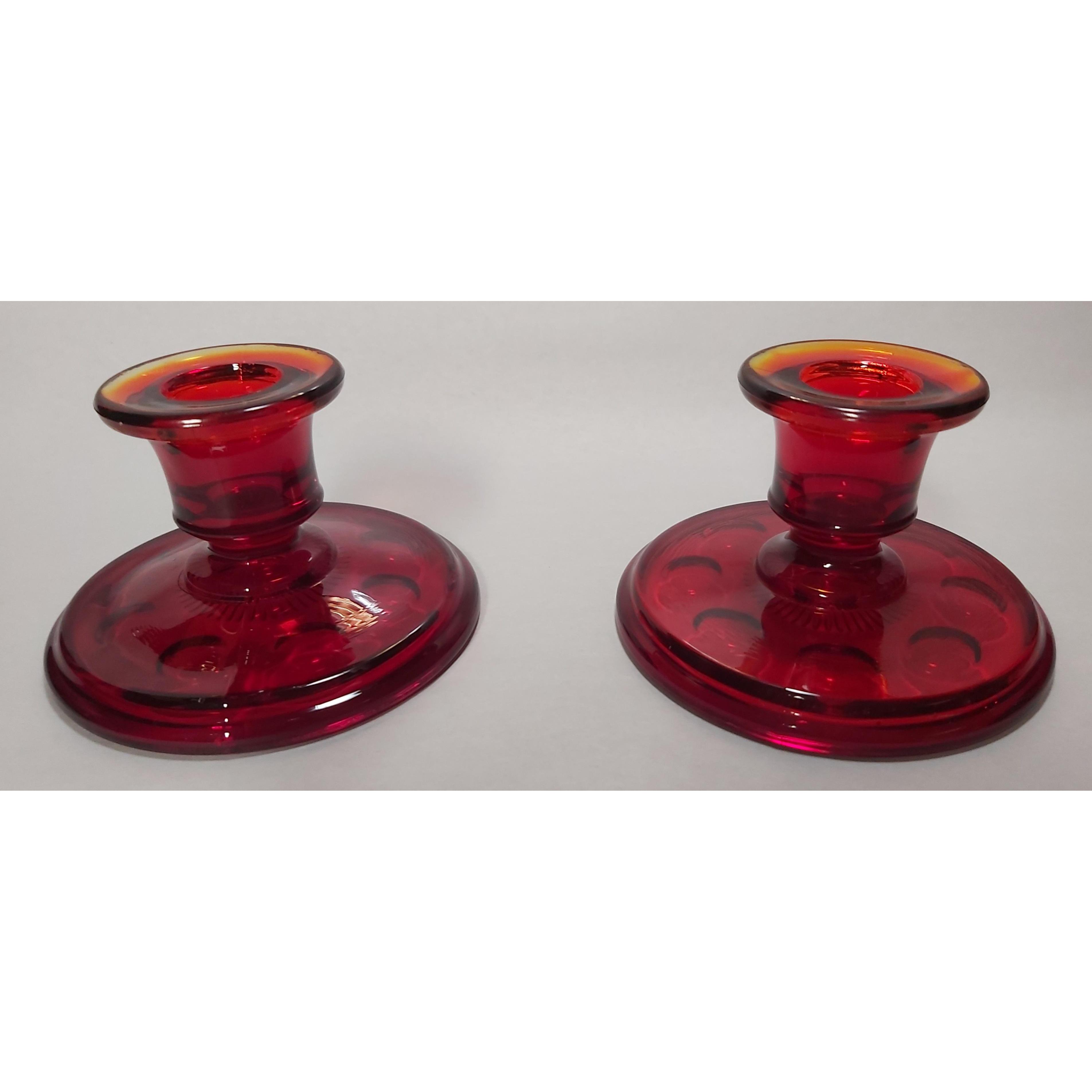 Imperial Ruby Red Candle Holders