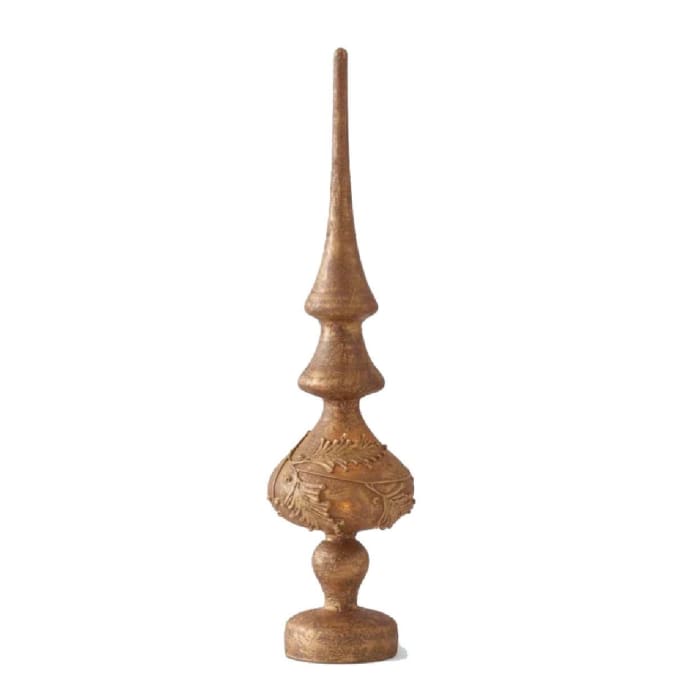 Antique Gold And Holly Glass Battery Operated LED Dew Drop Tabletop Finial