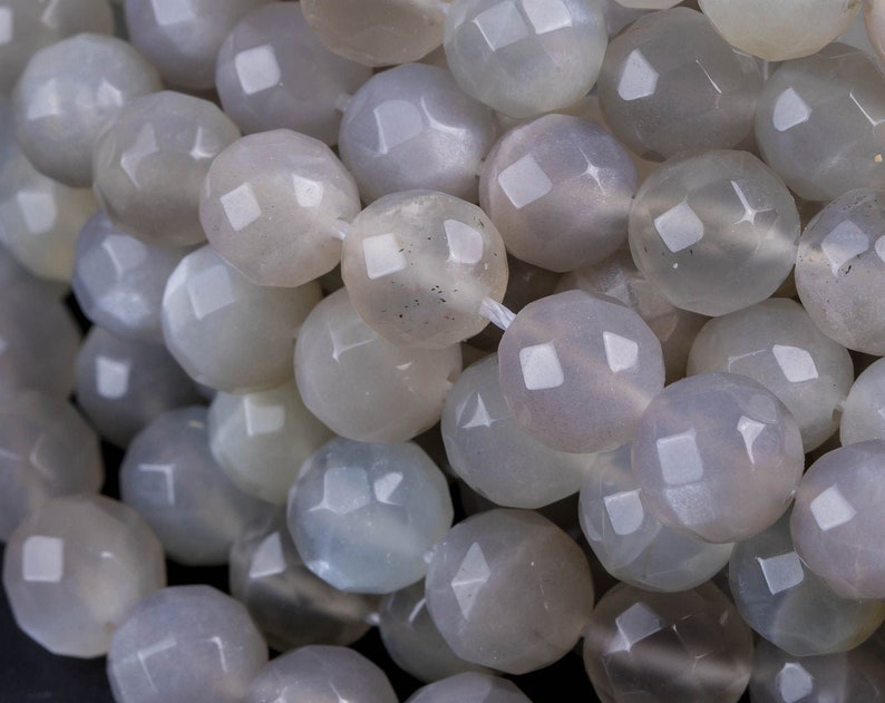 Natural Rainbow Moonstone Milky White with Fire Round Facetted. Full ...